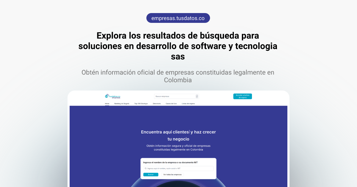 soluciones en desarrollo de software y tecnologia sas | Tusdatos Empresas